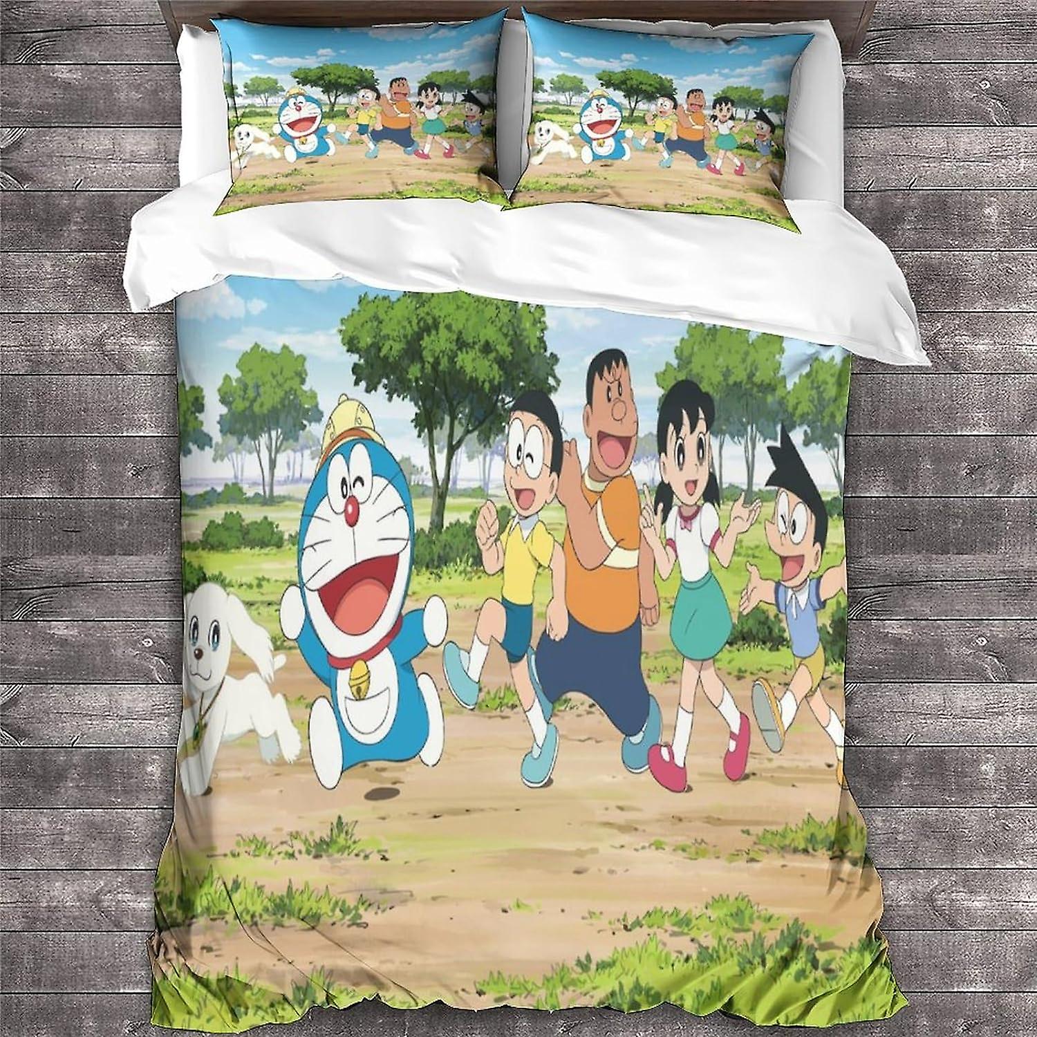VCLUST Doraemon 3D Printed Duvet Cover Set Brushed Microfibre Soft Cute ...