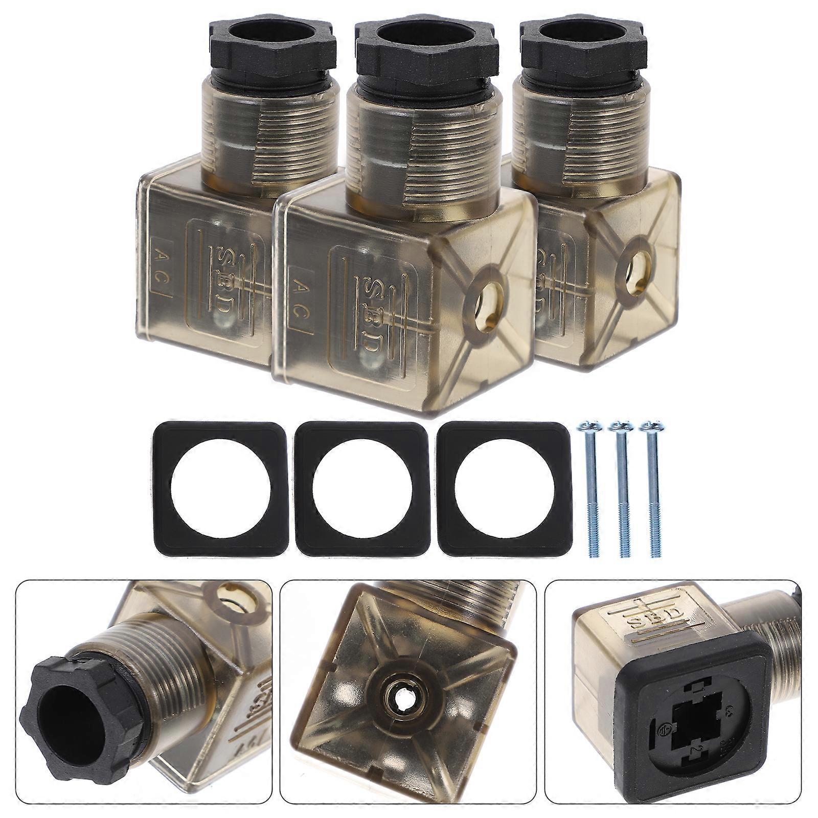 3pcs Solenoid Valves Connector Professional 3 Prong Connector Plug with ...