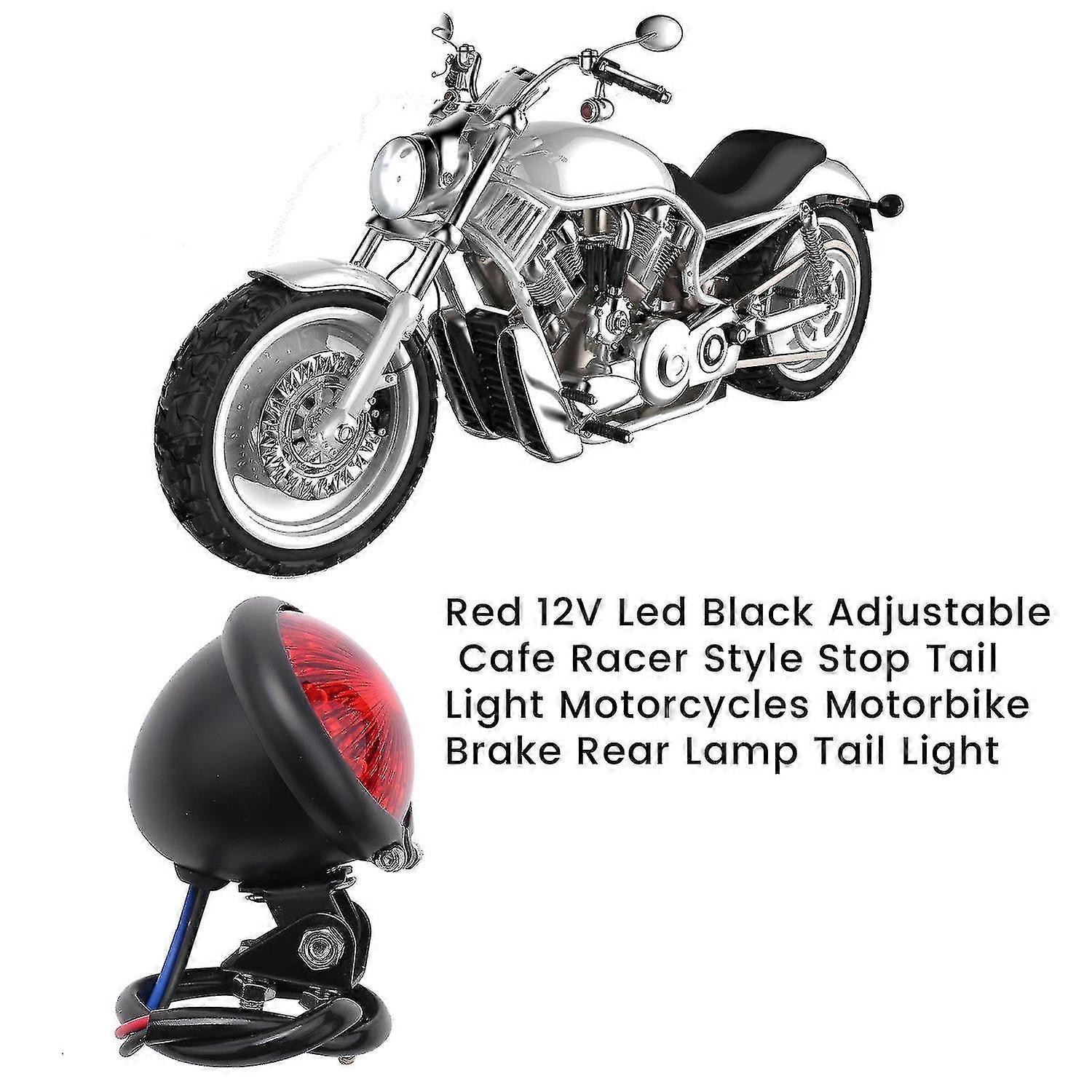 Red 12v Led Black Cafe Racer Tail Light Compatible with Chopper Bobber ...