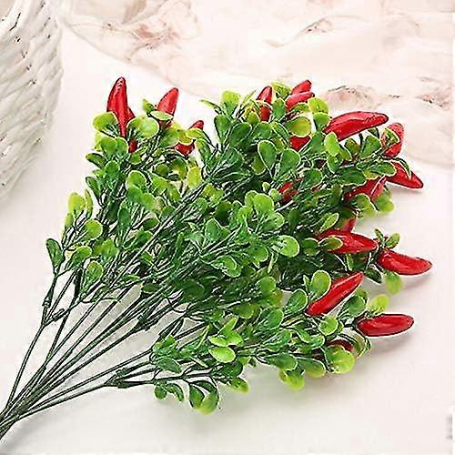 10pcs Artificial Red Pepper Plant Plastic Pepper Fruit Chili Bunch ...