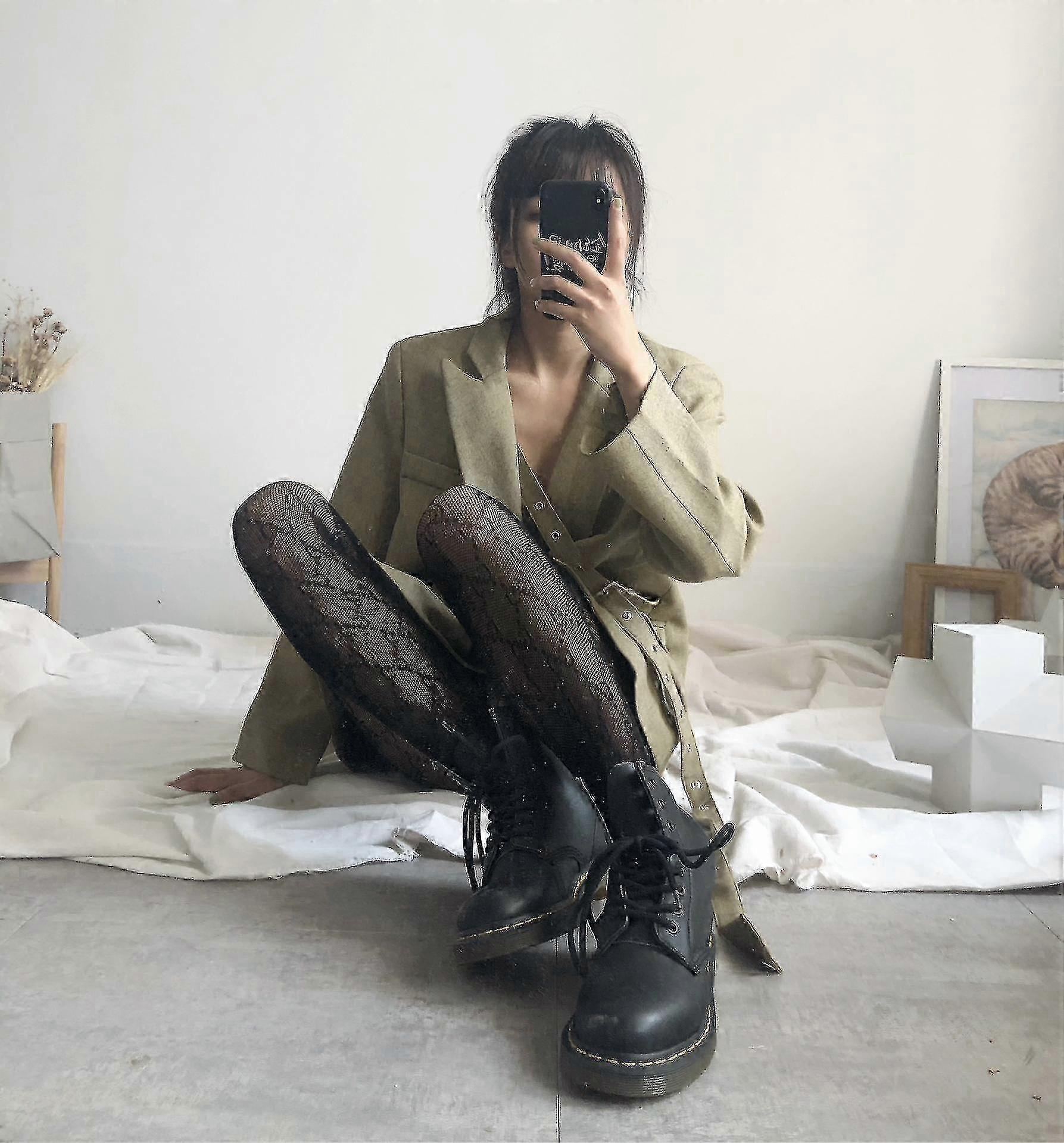 2024 New Double Letter Cc Transparent Slim Pantyhose Fishnet Stockings ...