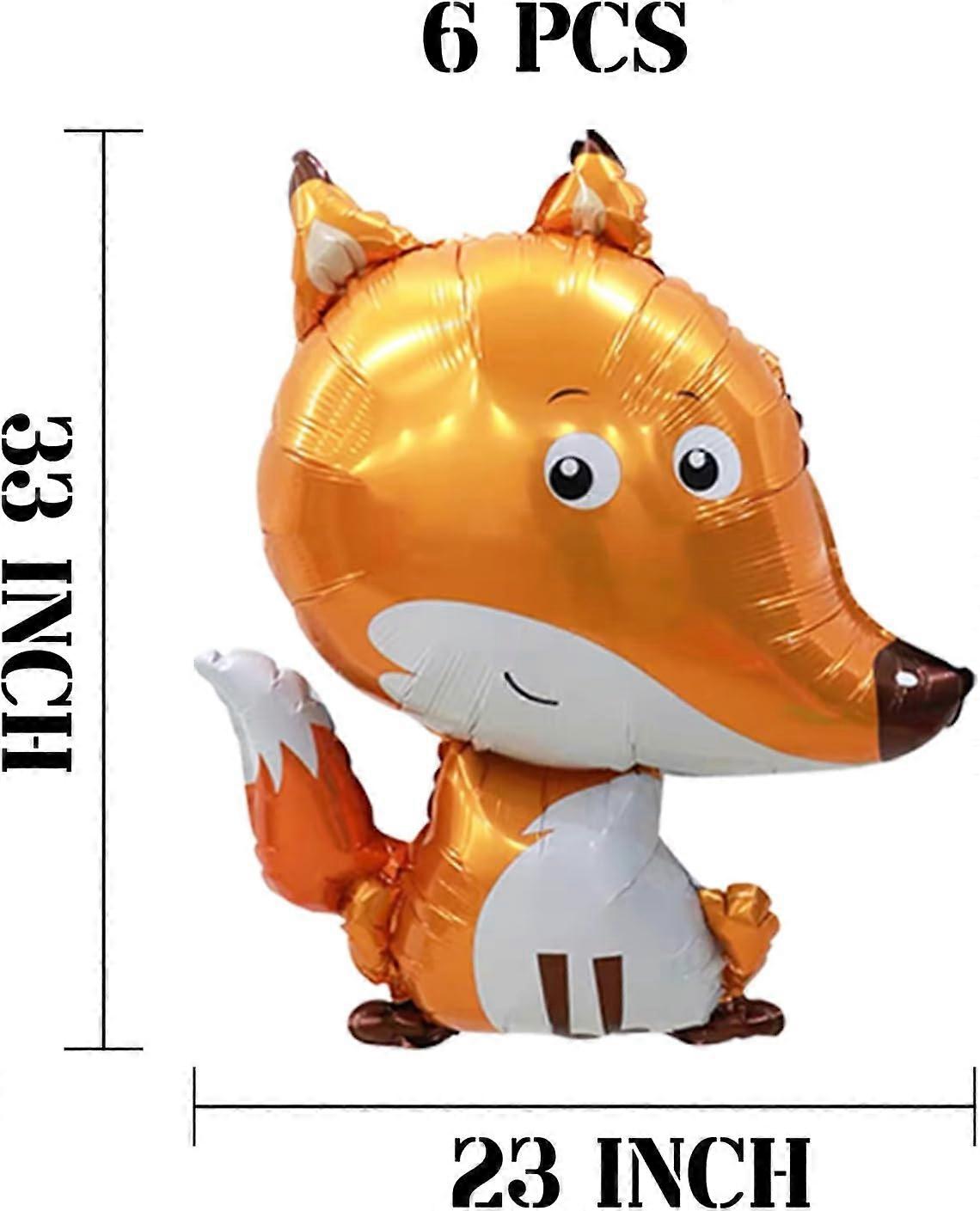 Fox Balloons 6 Pcs Foil Helium Fox Shaped Animal Party Balloons Cartoon ...