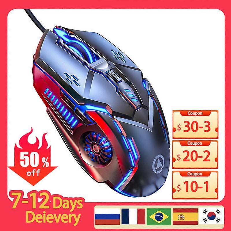 Mute Gaming Mouse RGB Ergonomic Wired PC Laptop Mause LED Backlit 3200dpi Mechanical Mause ...