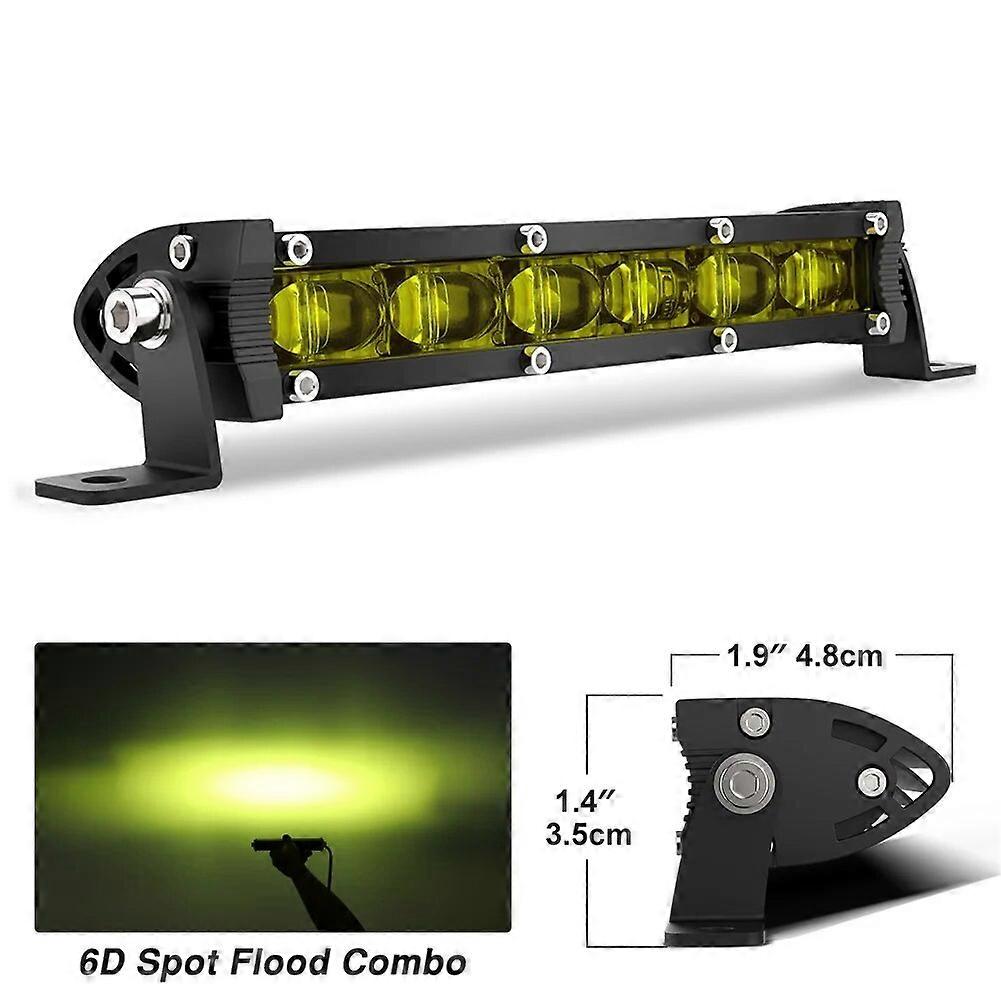 8inch LED Light Bar Floodlight Yellow Beam Ultra Strip LED Bar Work Light Driving Fog Lamp for ...