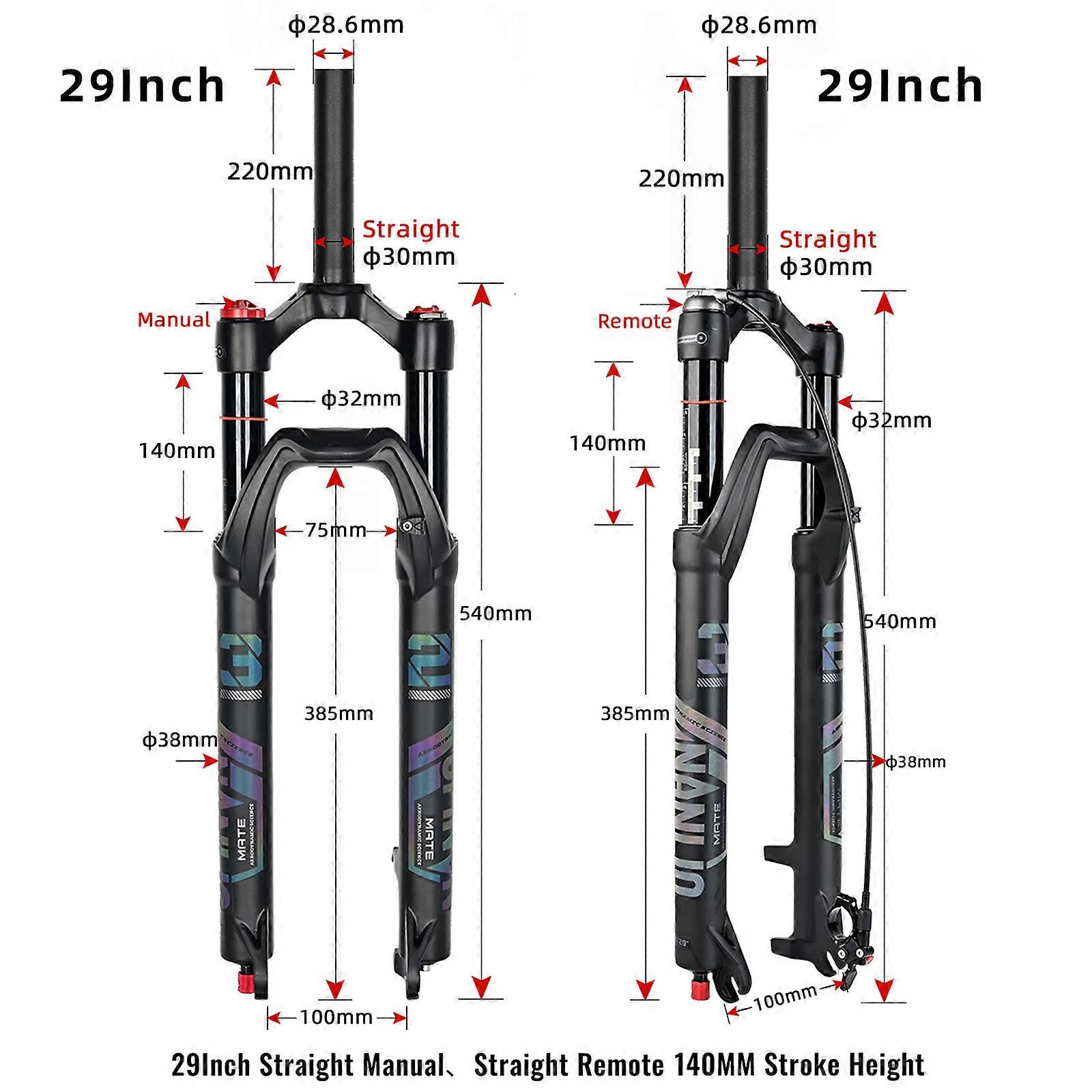 Straight Tube Bicycle Suspension Forks 29 Inch MTB Air Fork Rebound ...