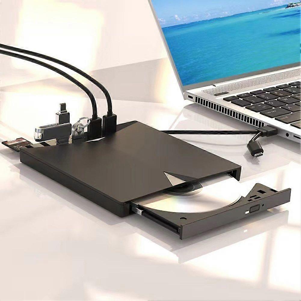 7-in-1 External CD/DVD Drive Burner Card Reader Player for PC Mac DSLR ...