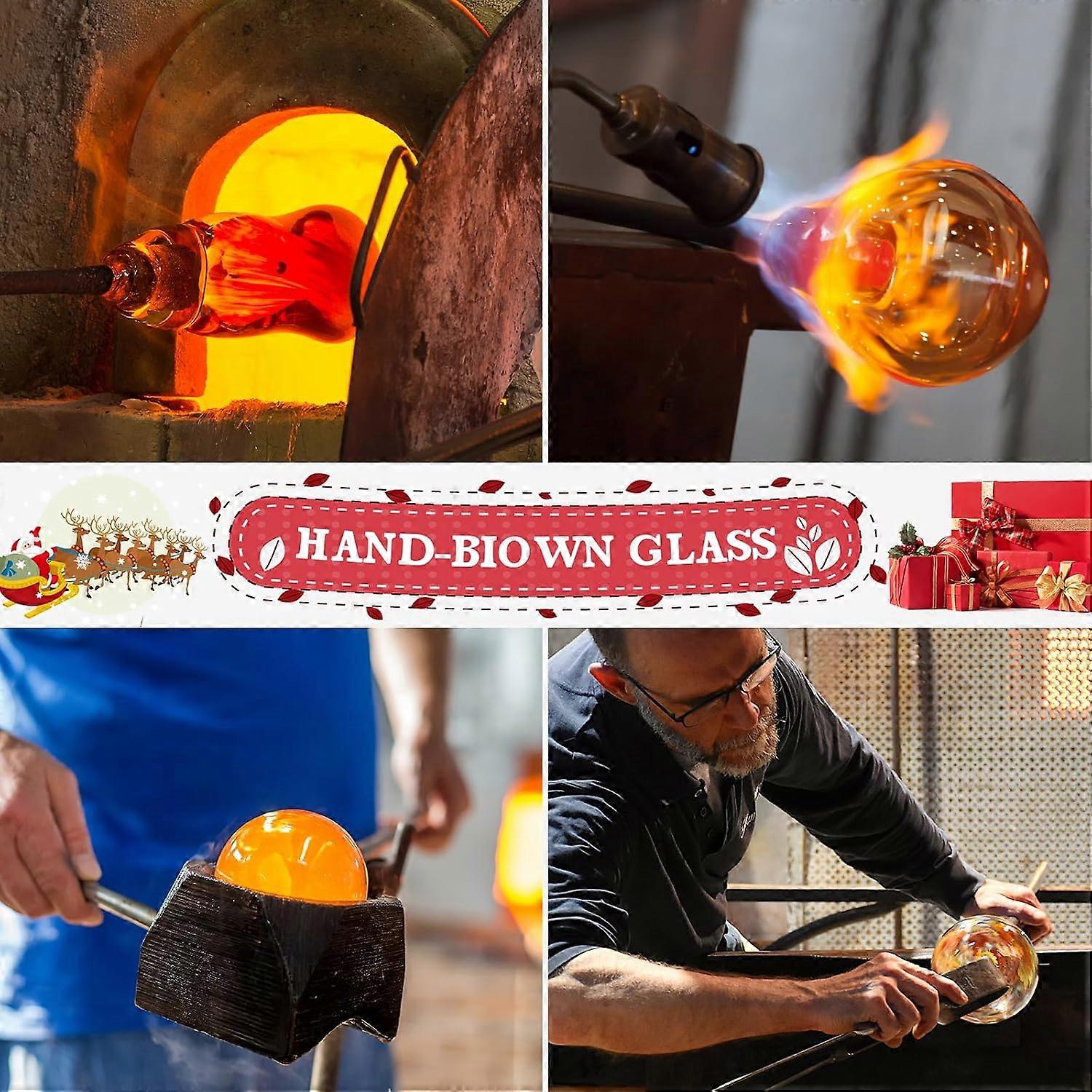 6PCS 6 Inch Hand Blown Glass Christmas Ornaments Vintage Clear Finial ...