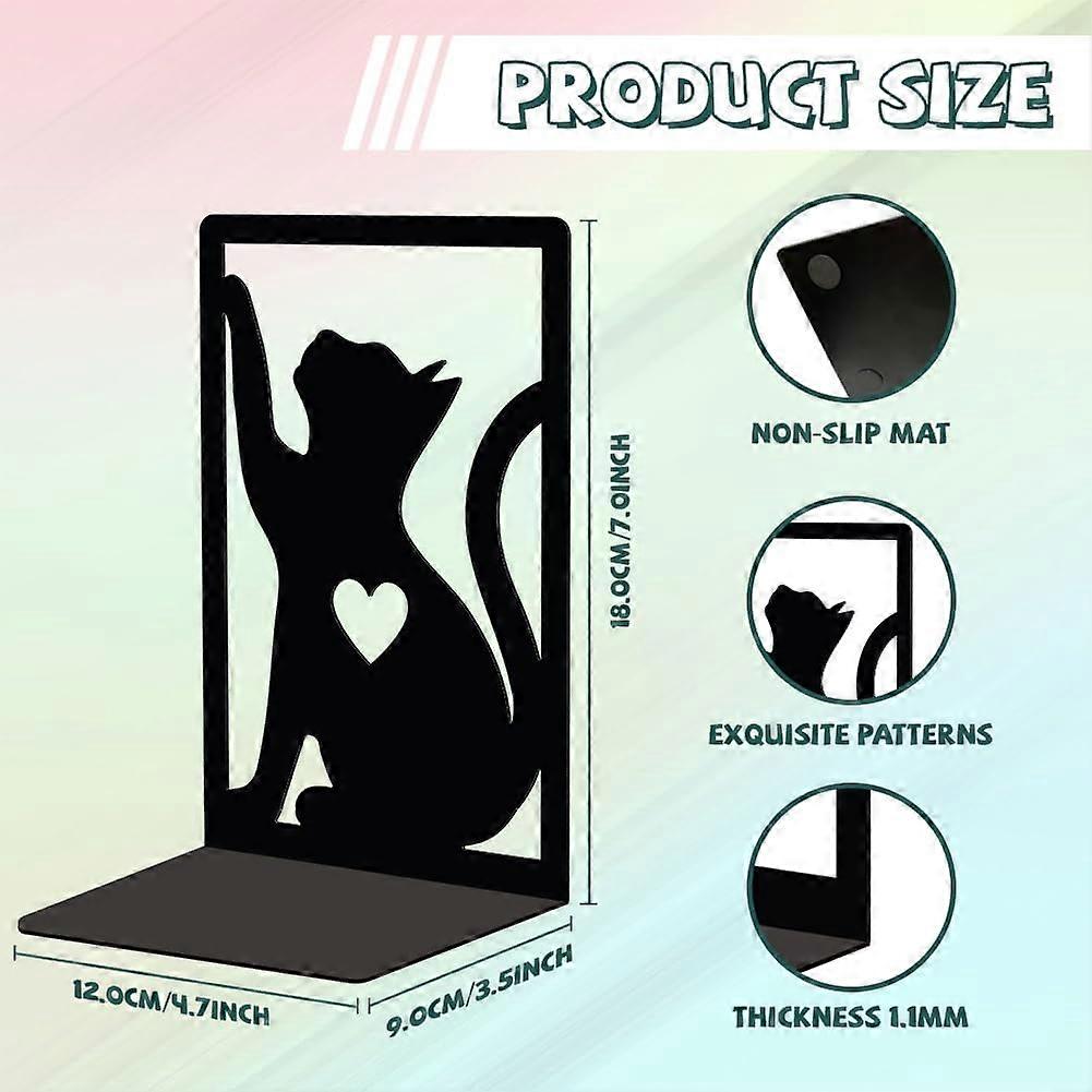 Two-piece metal cat bookends, with anti-slip stickers | Fruugo UK