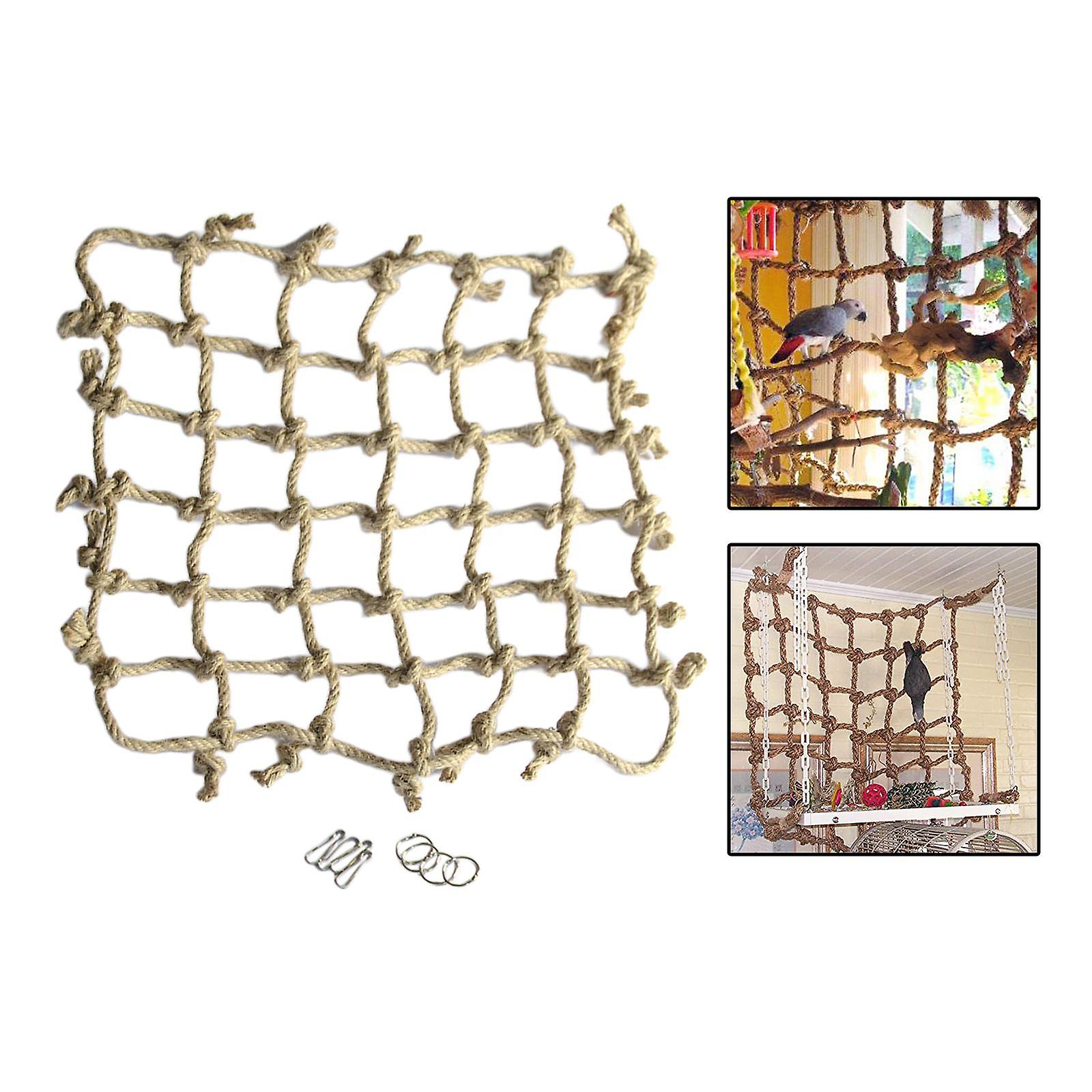 Thicken Parrot Climbing Net Hammock Ing Cage Perch Ladder Swing Linen ...
