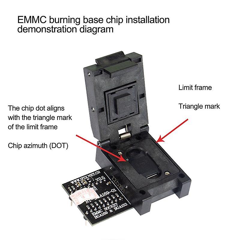 RT-BGA169-01 BGA169 / BGA153 EMMC Adapter V2.5 with 4Pcs BGA Bounding Box for RT809H Programmer ...