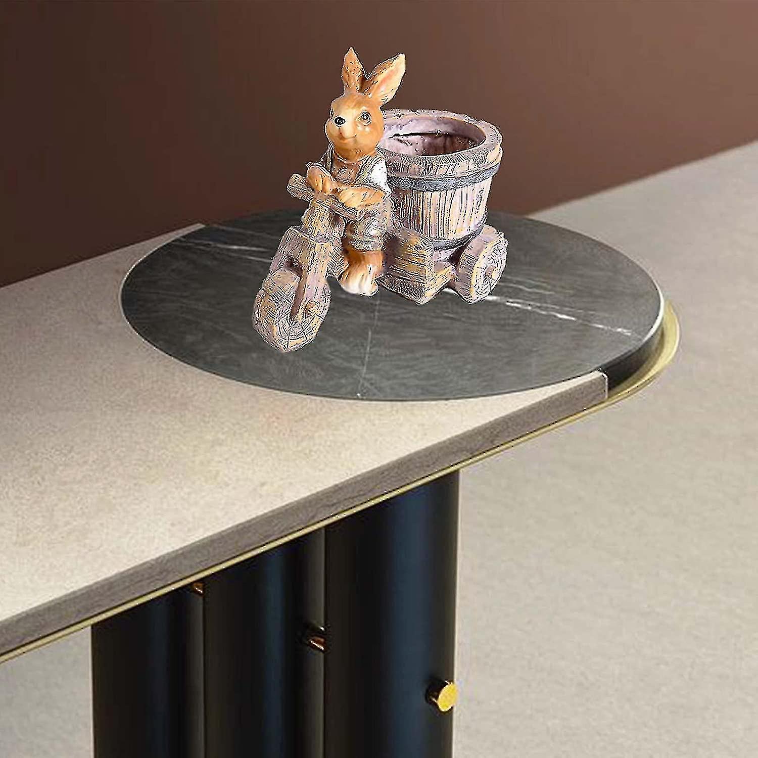 Animal Pencil Holder, Riding Tricycle Rabbit Plant Pot, Mini Resin ...