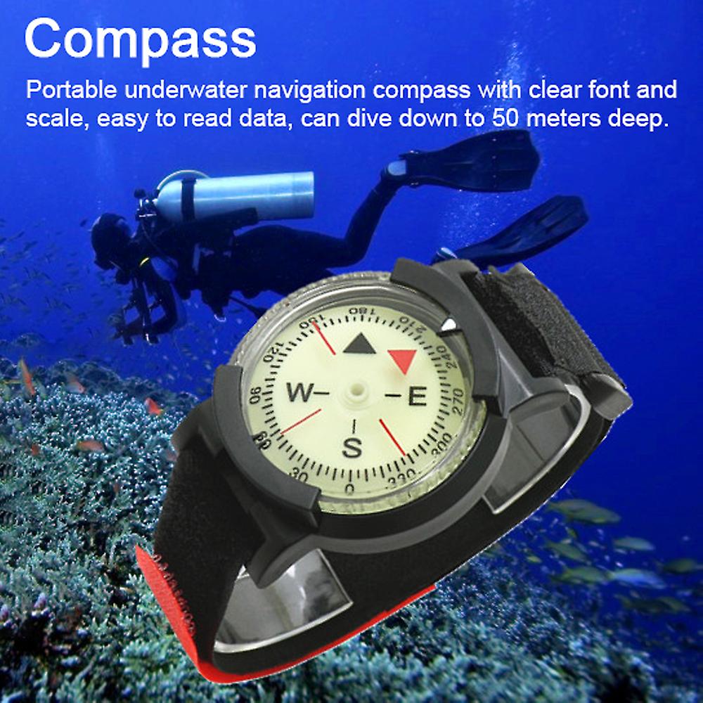 50m Underwater Diving Compass Luminous Dive Wrist Compass Navigation ...