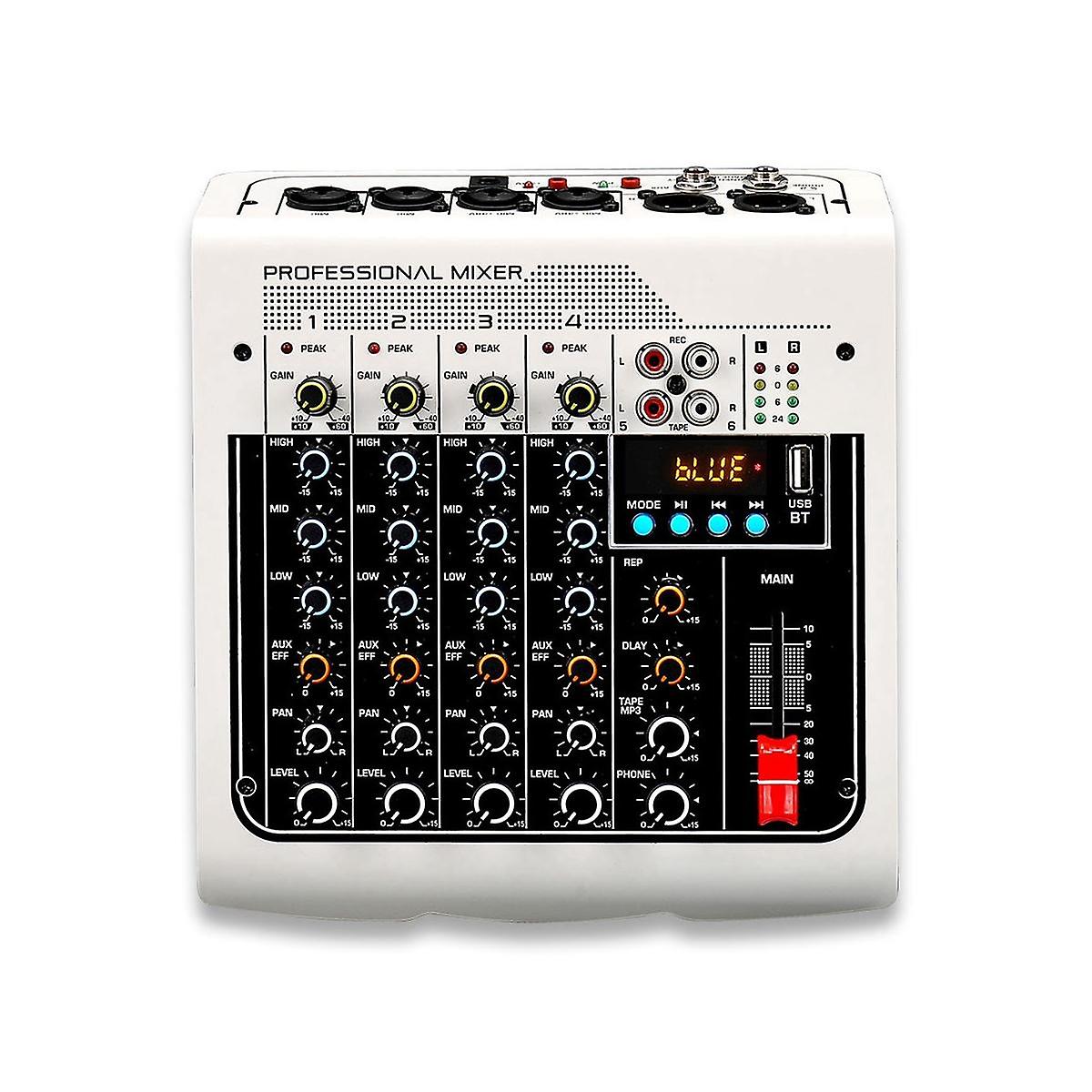 4-Channel Audio Mixer USB Sound Mixing Console Bluetooth DJ Console 48V ...