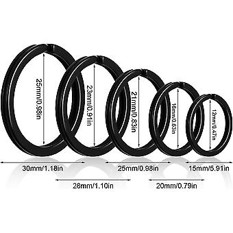 50-pack Black Key Rings Keychain, Metal Round Split Rings Key Chain ...