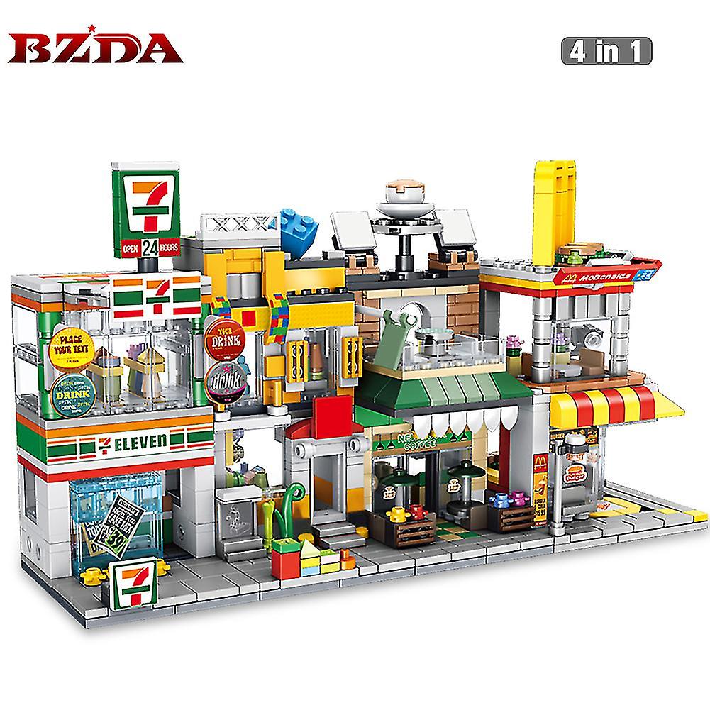 Mini Blocks City Street View Series Coffee Shop Burger Shop Convenience ...