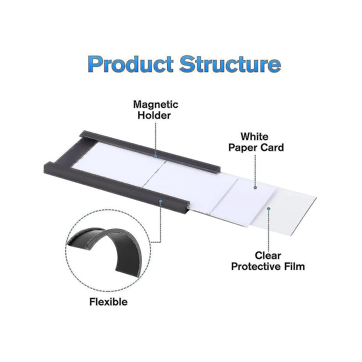 100 Pack Magnetic Label Holder C Channel Magnetic Labels, Magnetic Data ...