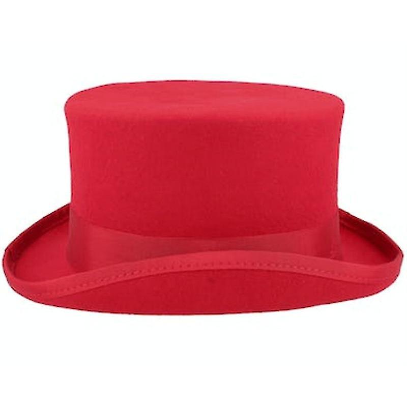 Mid Crown Red Top Hat Unisex Hat Steam Punk Hat Cylinder Wool Felt Top ...