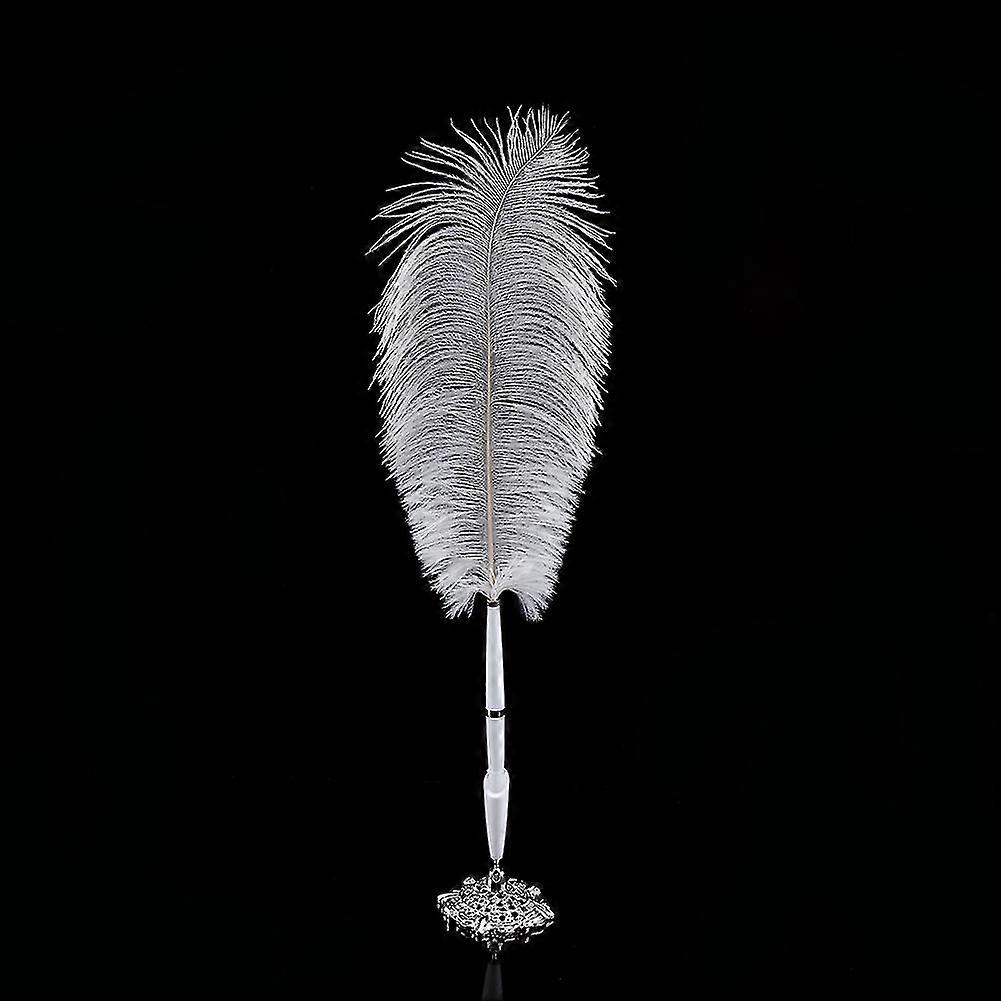 Wedding Quill Signing Ballpoint Writing Pen With Metal Holder Silver ...
