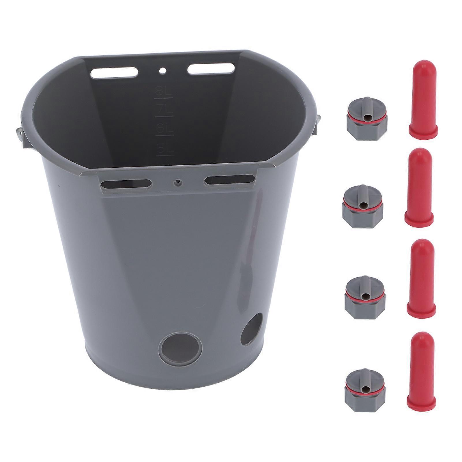 Milk Feed Bucket with 4 Nipples Check Valves Livestock Plastic Feeding ...