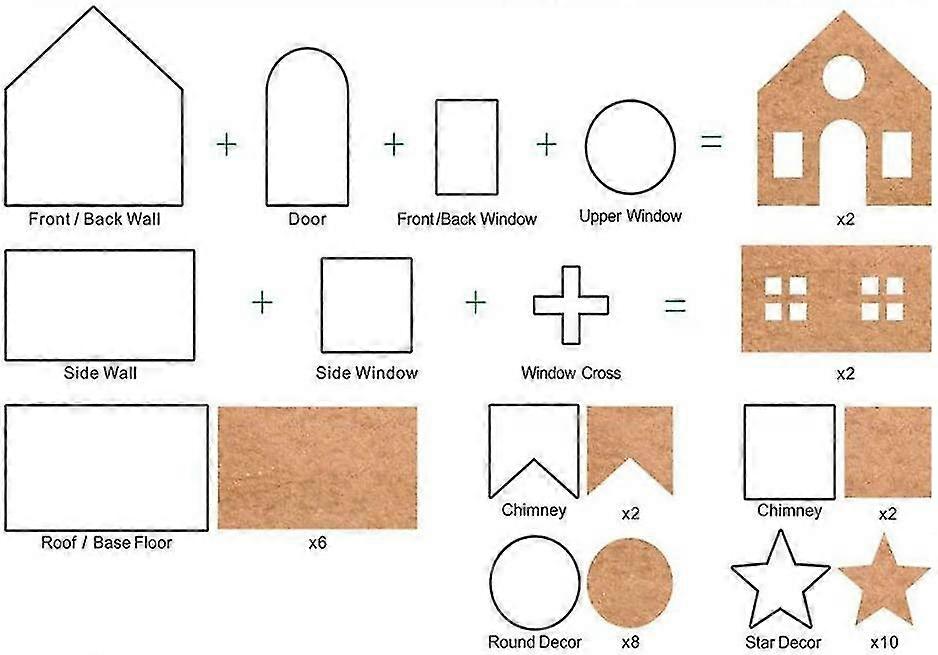 (set of 10) gingerbread house cookie cutter set, bake your own small ...