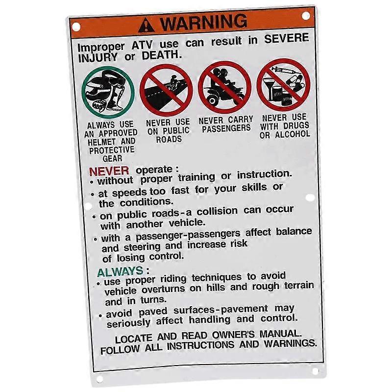 For Yamaha Warning Decals Stickers Labels Aluminum Backed Raptor ...