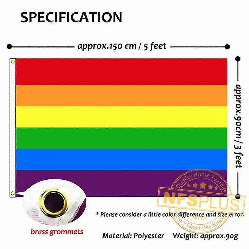 Rainbow Flag LGBT Pride Lesbian Gay Bisexual Transgender Pansexual 90x150cm Homosexual LGBTQ ...