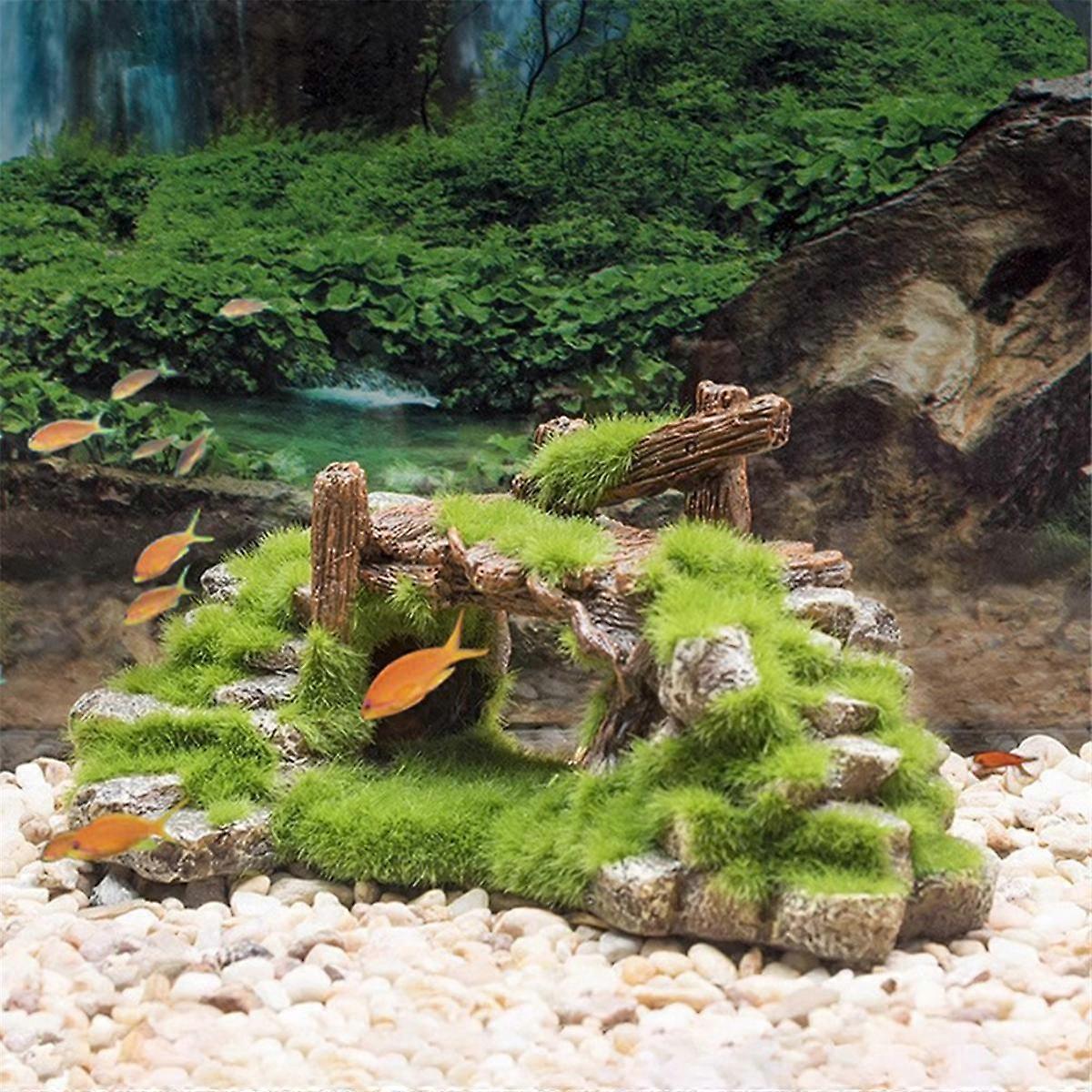 Moss Rockery Shape Fish Tank Ornaments Decoration Landscaping Resin ...