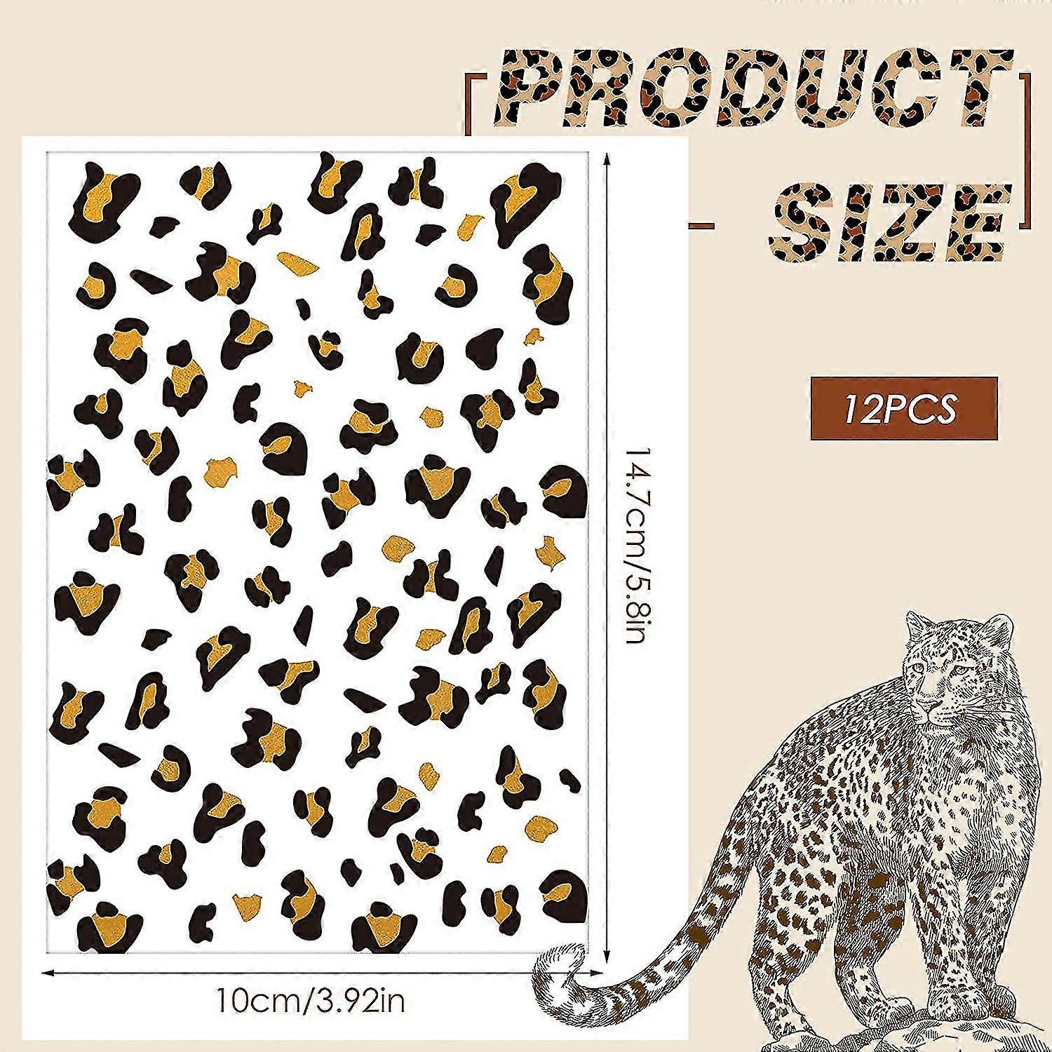 12 Sheets Cheetah Temporary Tattoo Temporary Whisker Tattoos Leopard ...