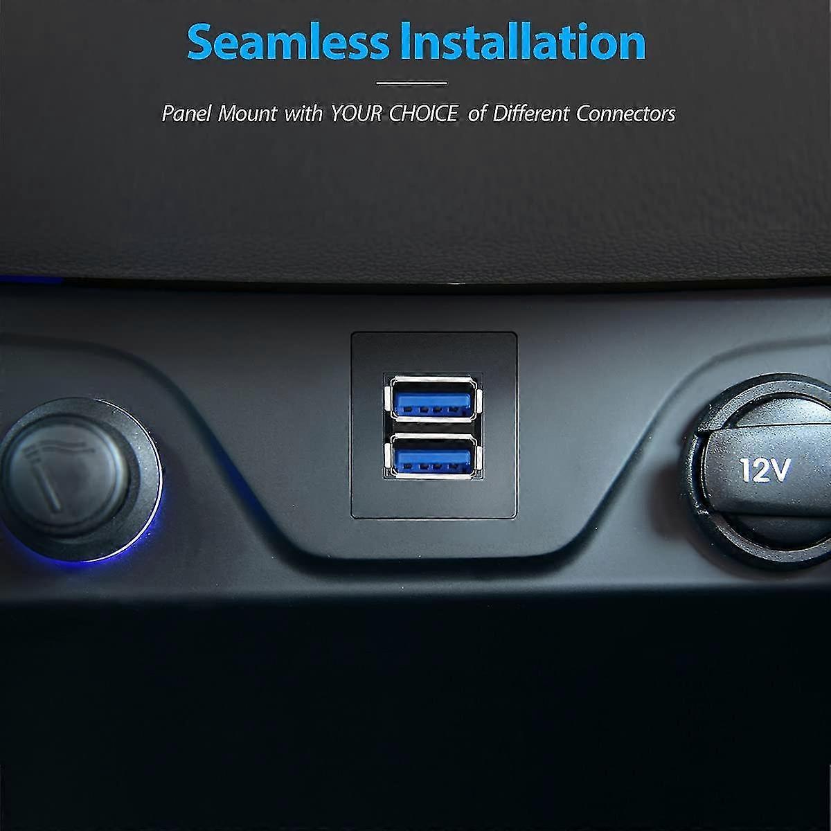 Dual Usb3.0 Square Flush Mount - 1m 3ft Usb 3.0 Extension Mount, Dash ...