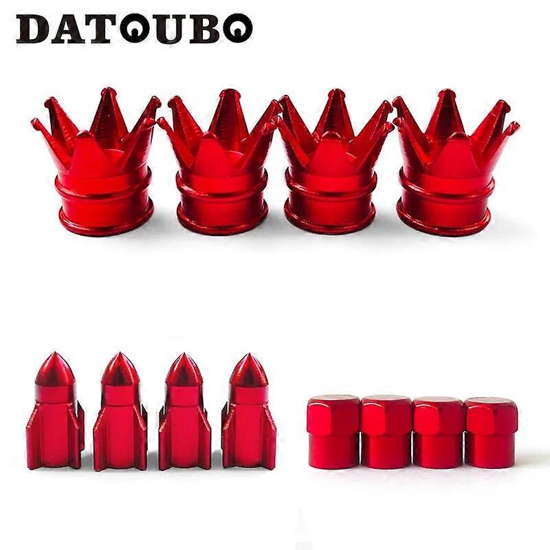 DATOUBO Red Color Car Tire Valve Stem Cap Sets.Crown Rocket Spike ...