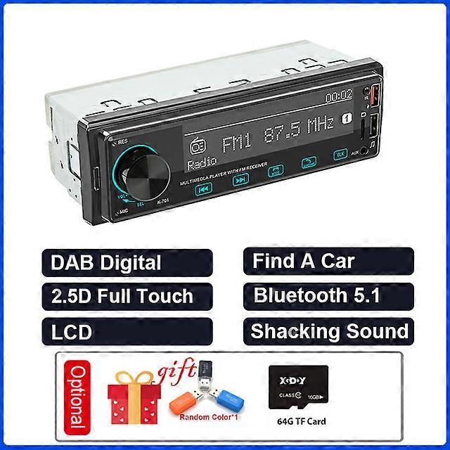 Universal 1 Din Car Stereo MP3 Player 2.5D Full Touch Button DAB AUX AM ...