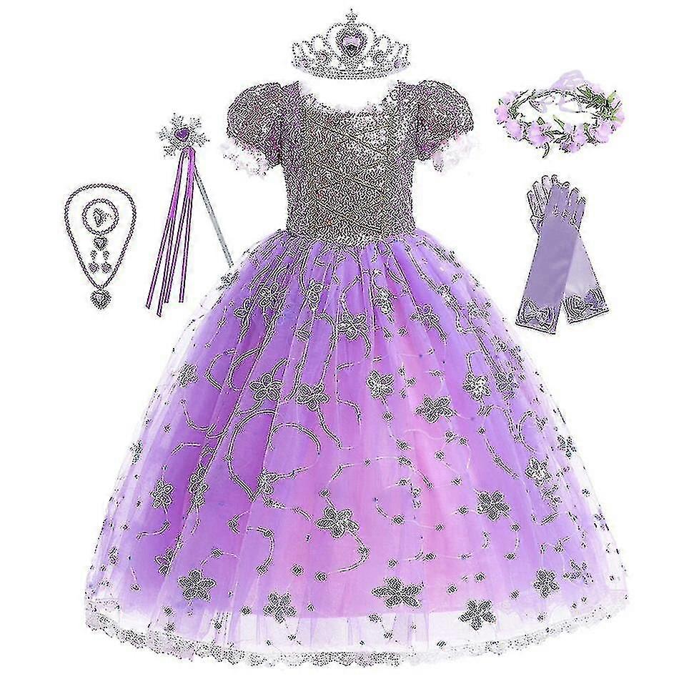 Princess Rapunzel Dress For Girls Elegant Purple Gowns Fancy Carnival ...