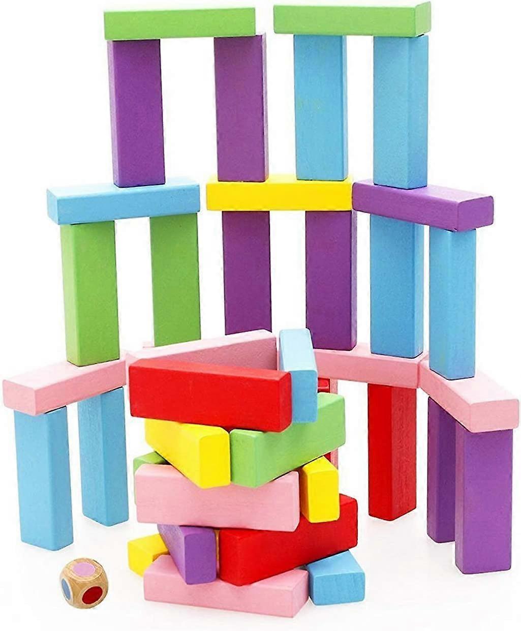 Wooden Stacking Board Games Building Blocks for Kids Boys Girls- 48 ...