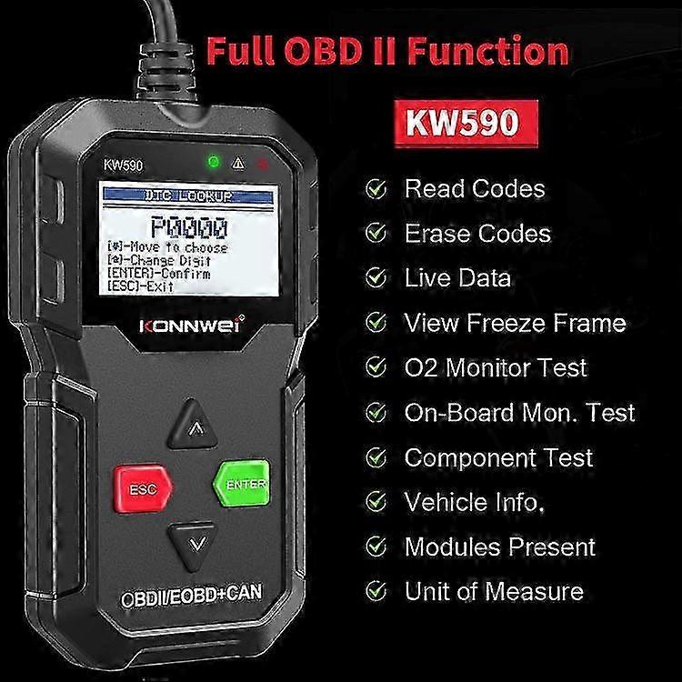 KW590 OBD2 EOBD Car Fault Diagnostic Scanner Car Universal Fault ...