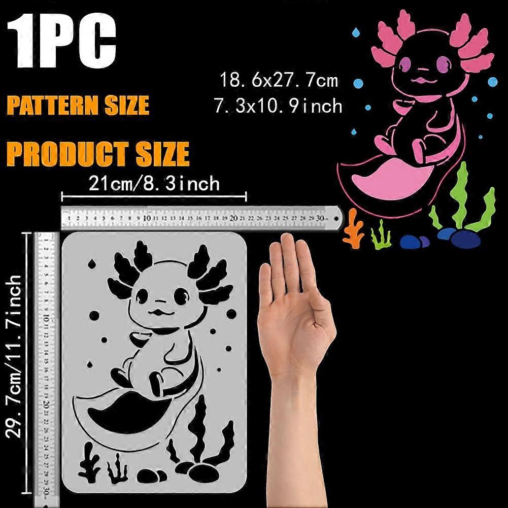 Cartoon Axolotl Stencil 8.3x11.7inch Cute Axolotl Painting Stencils ...