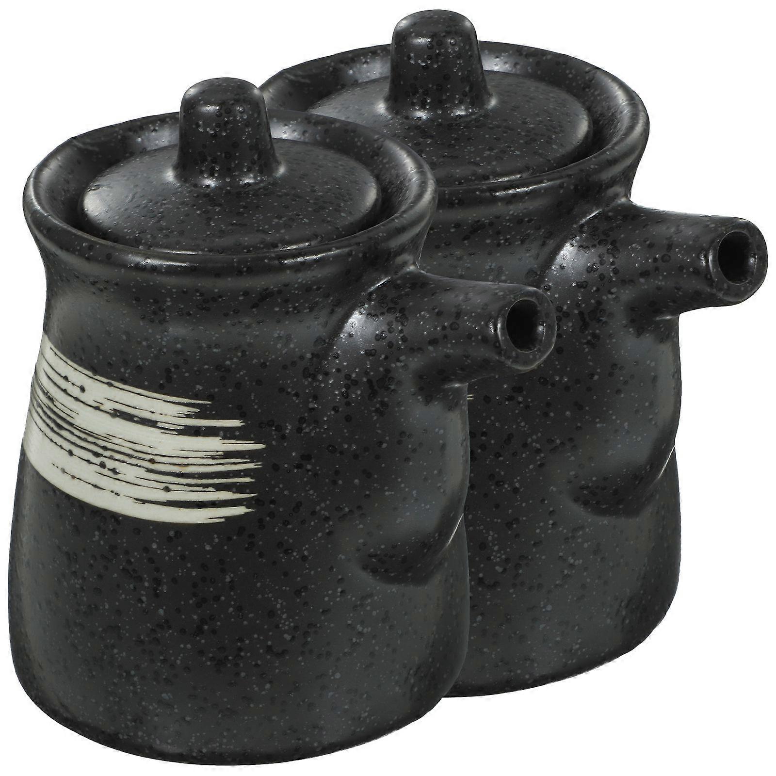 2Pcs Soy Sauce Container Ceramic Condiment Pot Decorative Vinegar ...