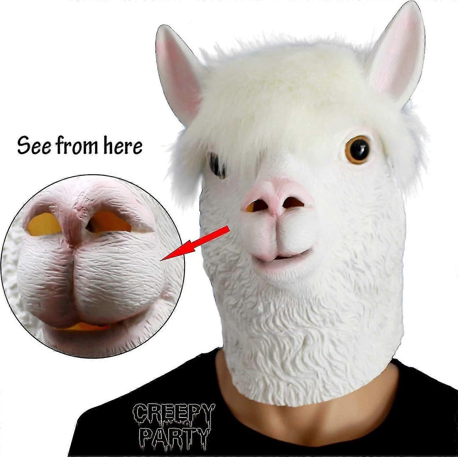 Alpaca Llama Animal Head Latex Mask for Halloween Costume Party | Fruugo UK