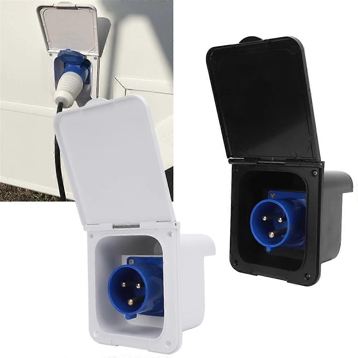 RV Power Inlet Socket 3 Pin 32A Flush Mount Waterproof Power Black ...
