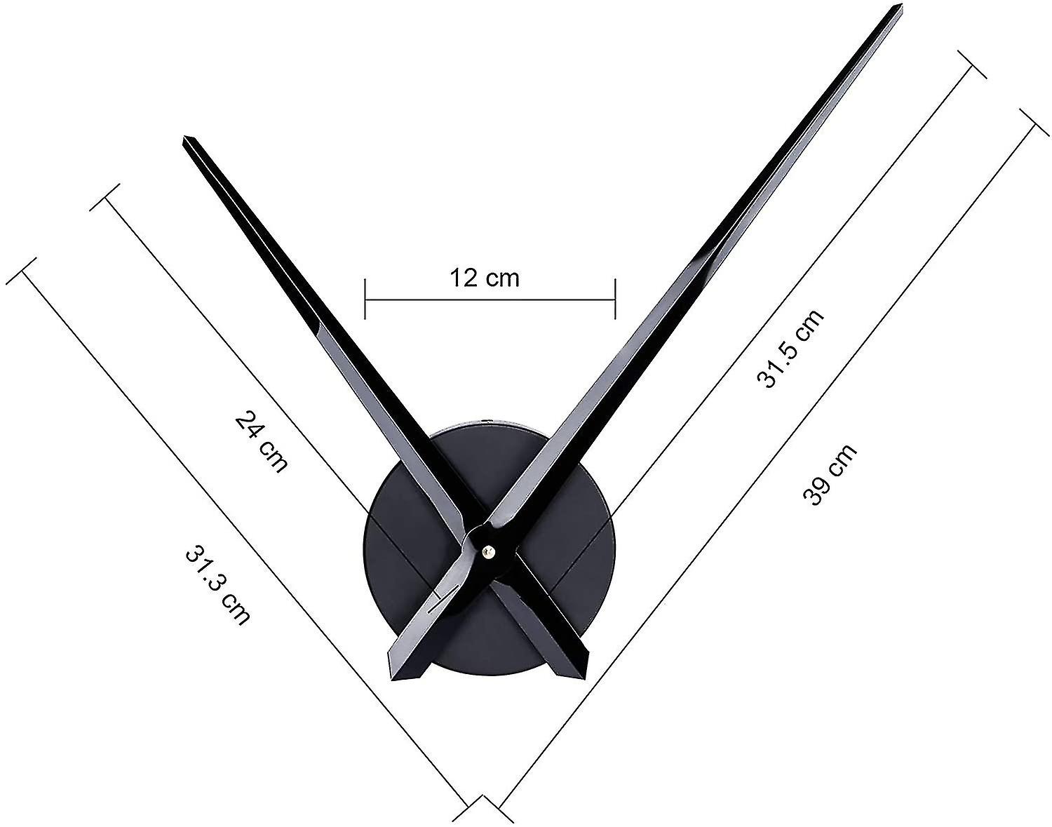 Large Black Simple Hands Wall Clock No Numeral Clock Movement Mechanism ...