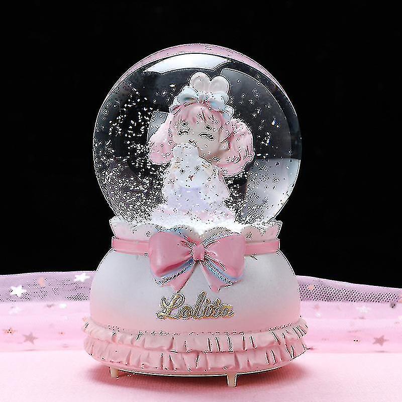 Crystal Music Box, Cartoon Lovers Crystal Ball Resin Ornaments Girl ...