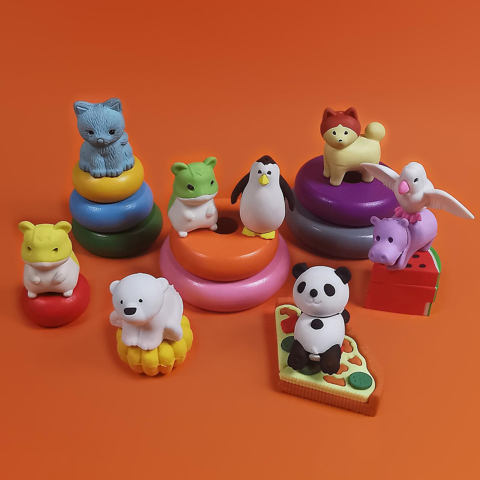 50 Pack Animal Erasers for Kids Bulk Desk Pets Classroom Prizes ...