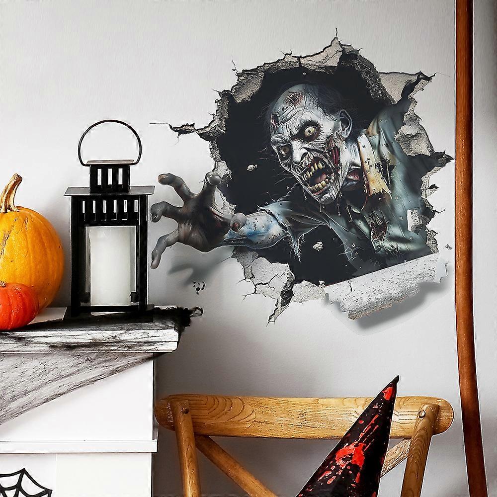 Halloween wall stickers broken wall zombie bedroom living room porch ...
