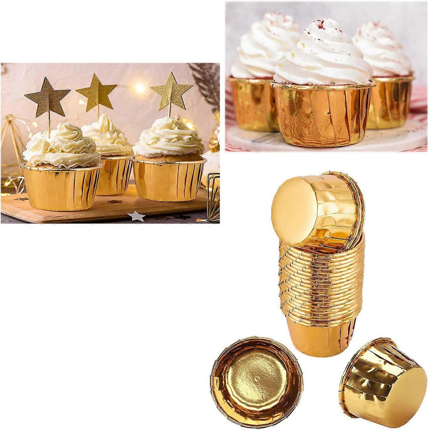 Pack of 50 muffin tins gold, mini muffins paper cups | Fruugo UK