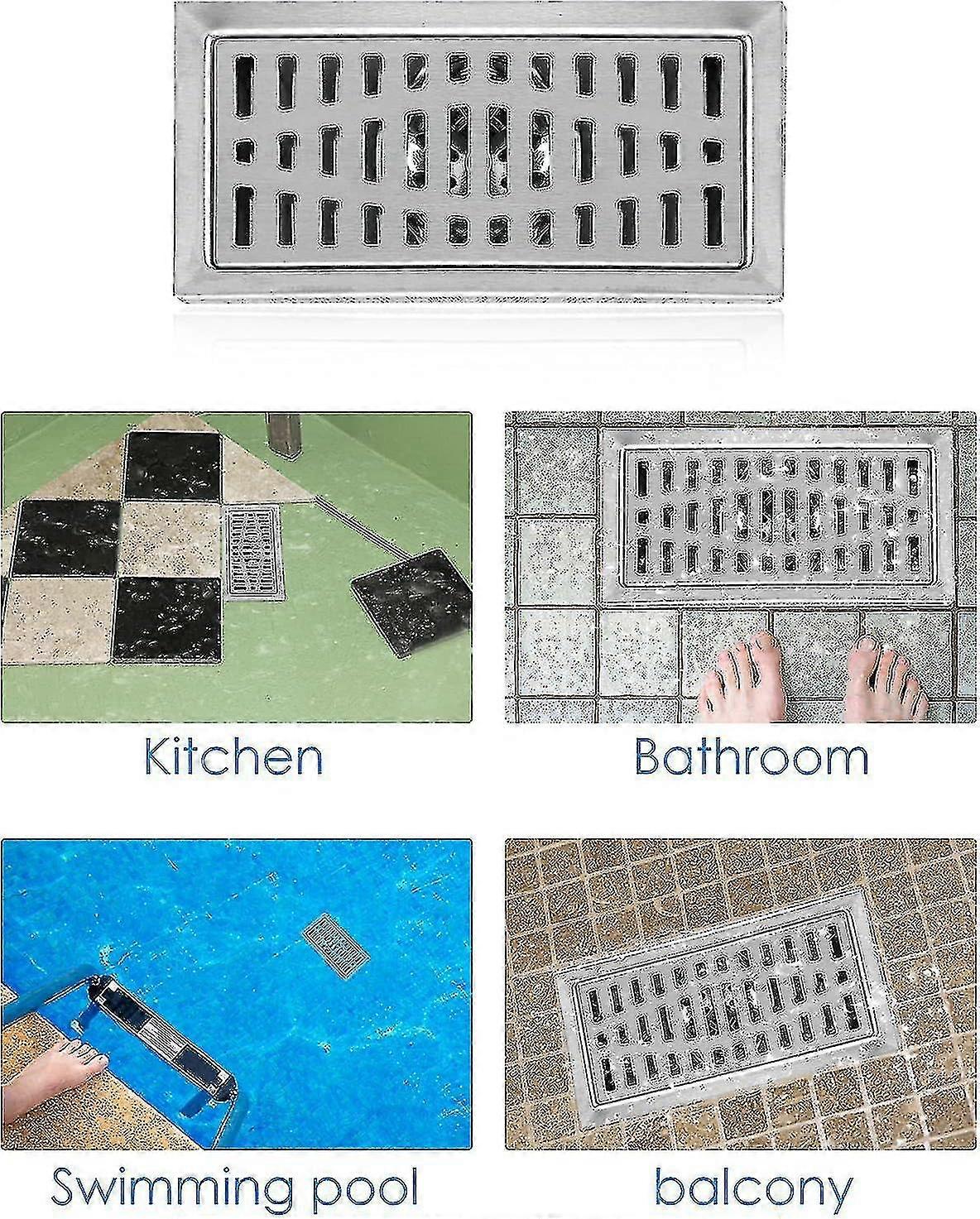 Floor Drain,rectangle Stainless Steel Floor Drain Bathroom Shower ...