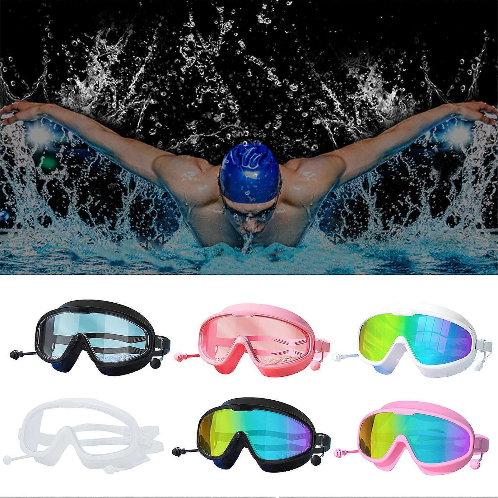 Swimming Goggles Set with Earplugs Leak-Free Anti-Fog UV Protection ...