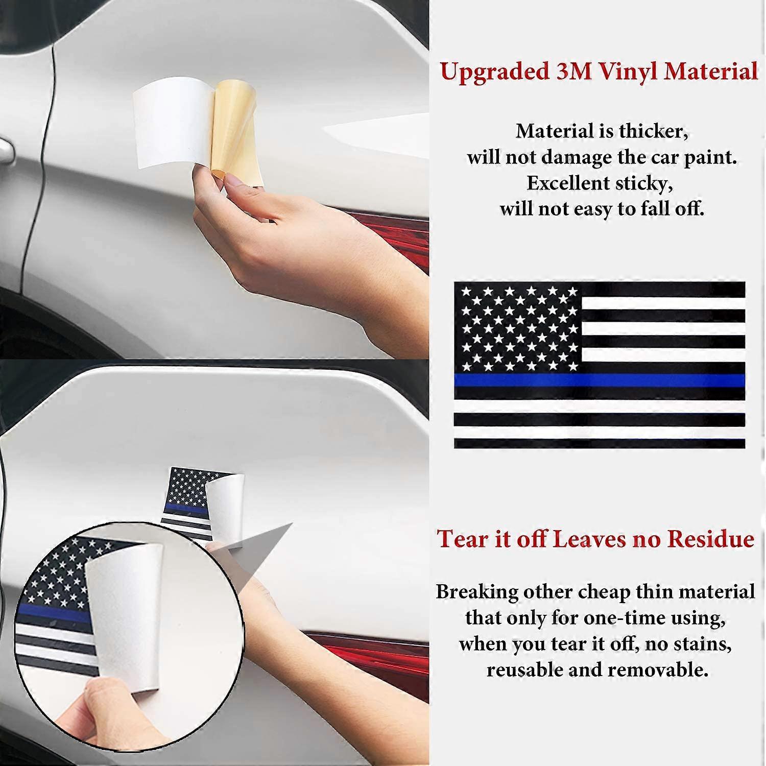 4 Pack Thin Blue Line Sticker Decal 3x5in Subdued American Flag Sticker ...