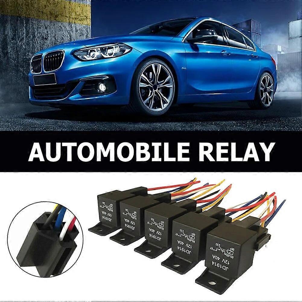 5Pcs Waterproof Automotive Relay 12V 24V 5Pin 40A Car Relay with Black ...
