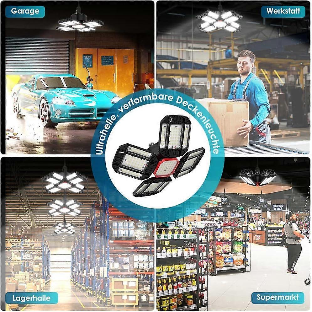 200W LED Workshop Lamp Garage Lighting 1 PCS 6500K Deformable Ceiling ...