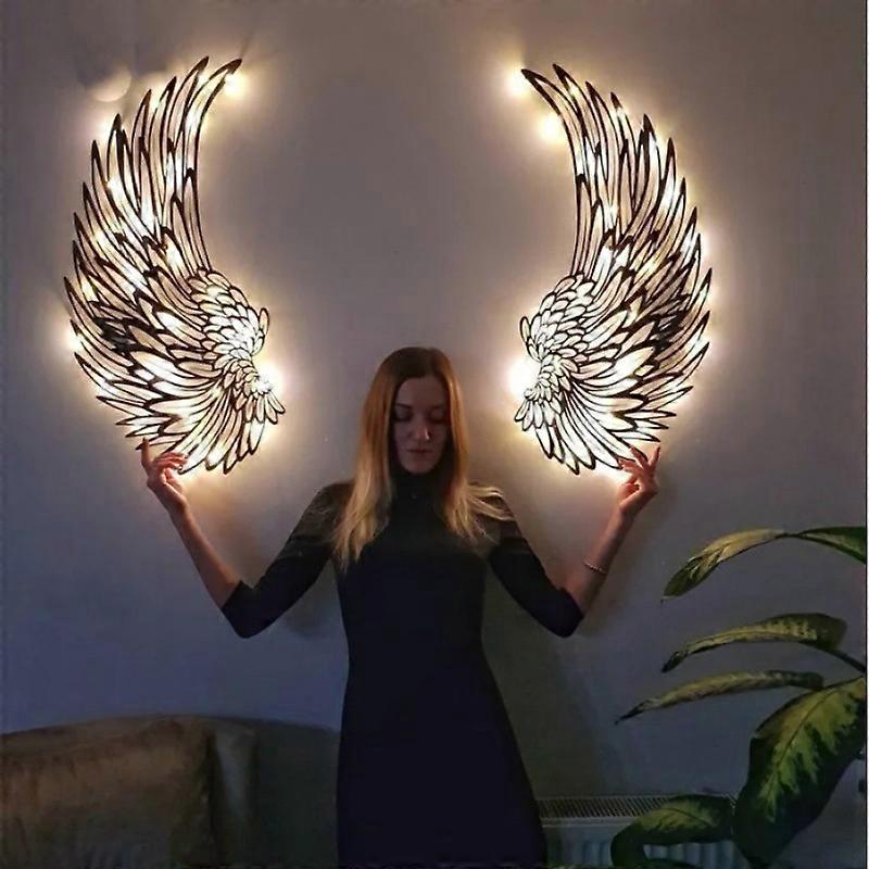 Wall Decoration, Pair of Large Metal Angel Wings Wall Decor, LED Angel ...