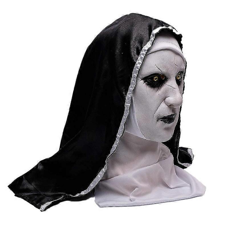 Scary Nun Mask Costume Horror Nun Full Head Mask with Scarf Adult ...